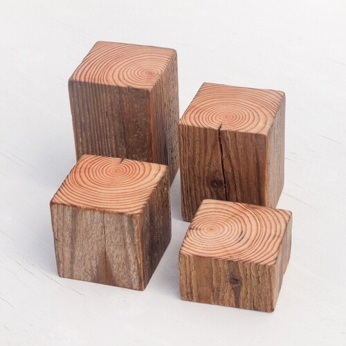 Rustic Weathered Wood Display Riser Block Set // Display - Etsy UK