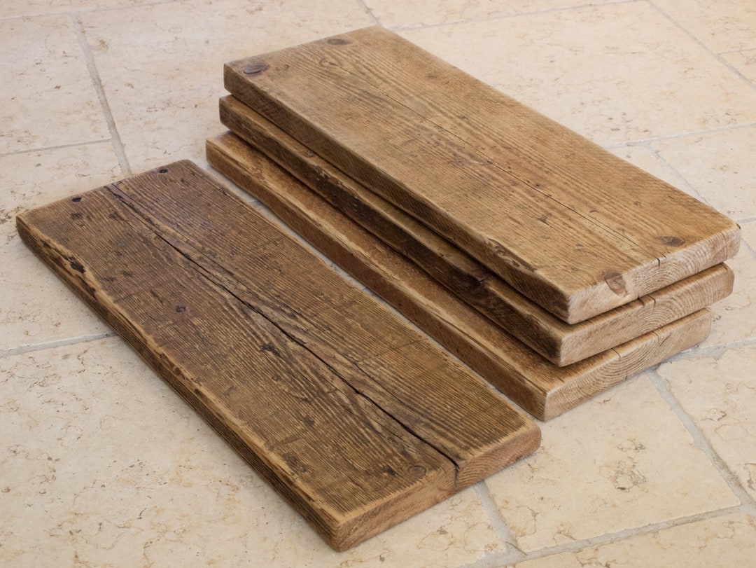 Reclaimed Rustic Wood Shelf Boards With/without Metal Brackets Solid ...