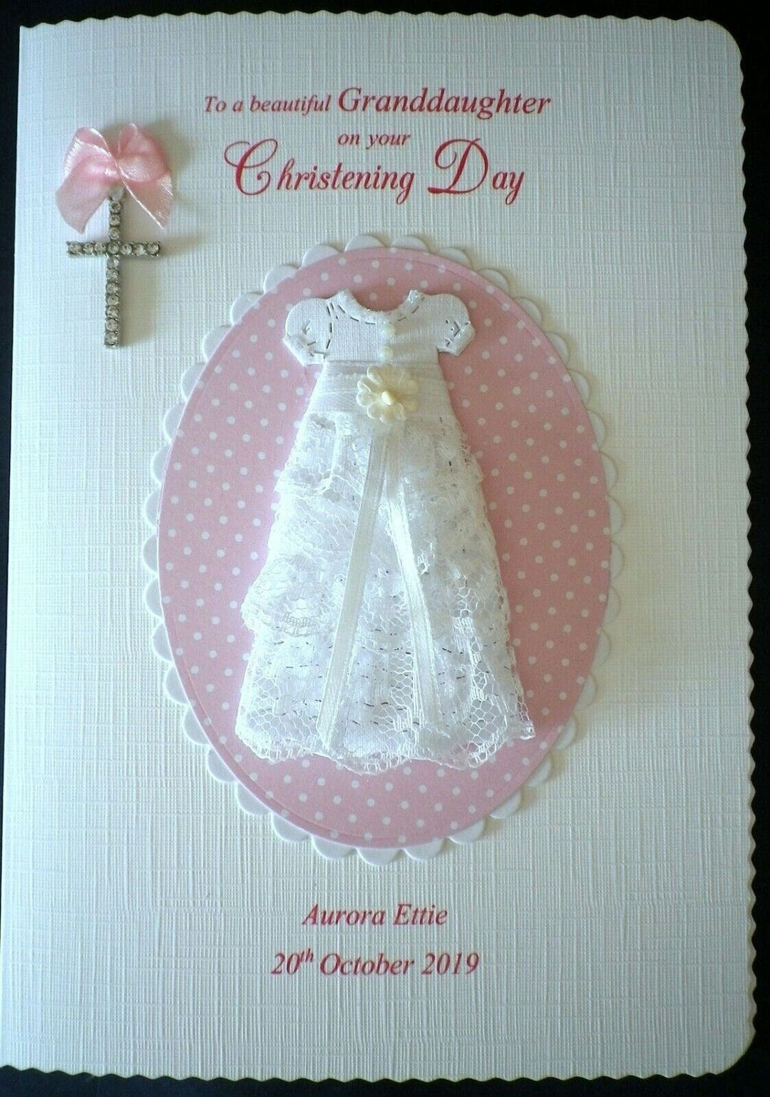 A5 Christening Card. Personalised for Daughter, Granddaughter / Niece ...