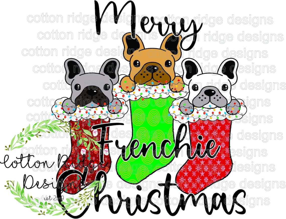 Merry Frenchie Christmas Frenchie Puppies Sublimation - Etsy