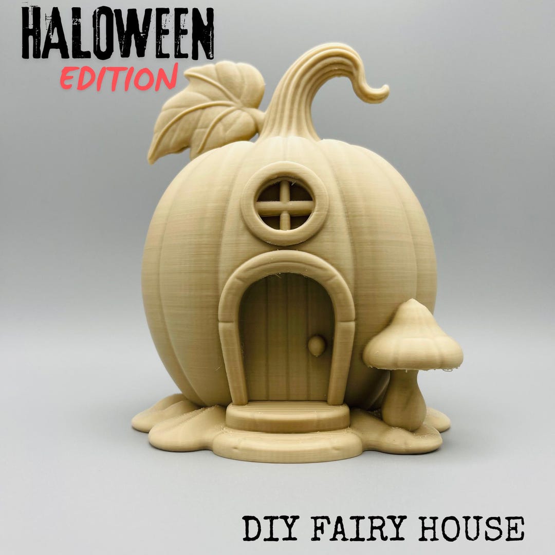 DIY Haunted Fairy House, Pumpkin Fairy House, Halloween Paintable ...