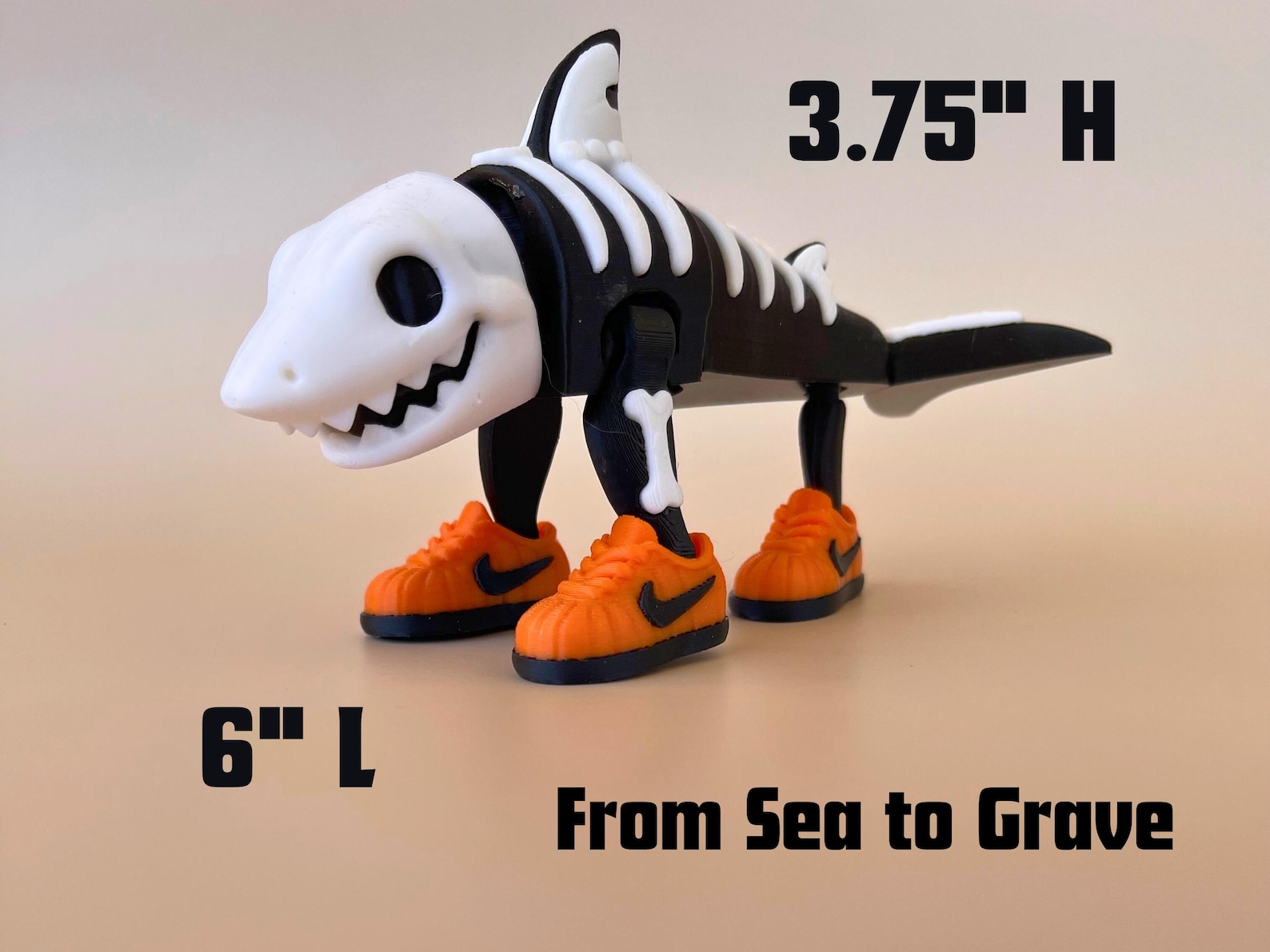 Skeleton Shark Figurine: Halloween Italian Brain Rot Collectible 3D ...