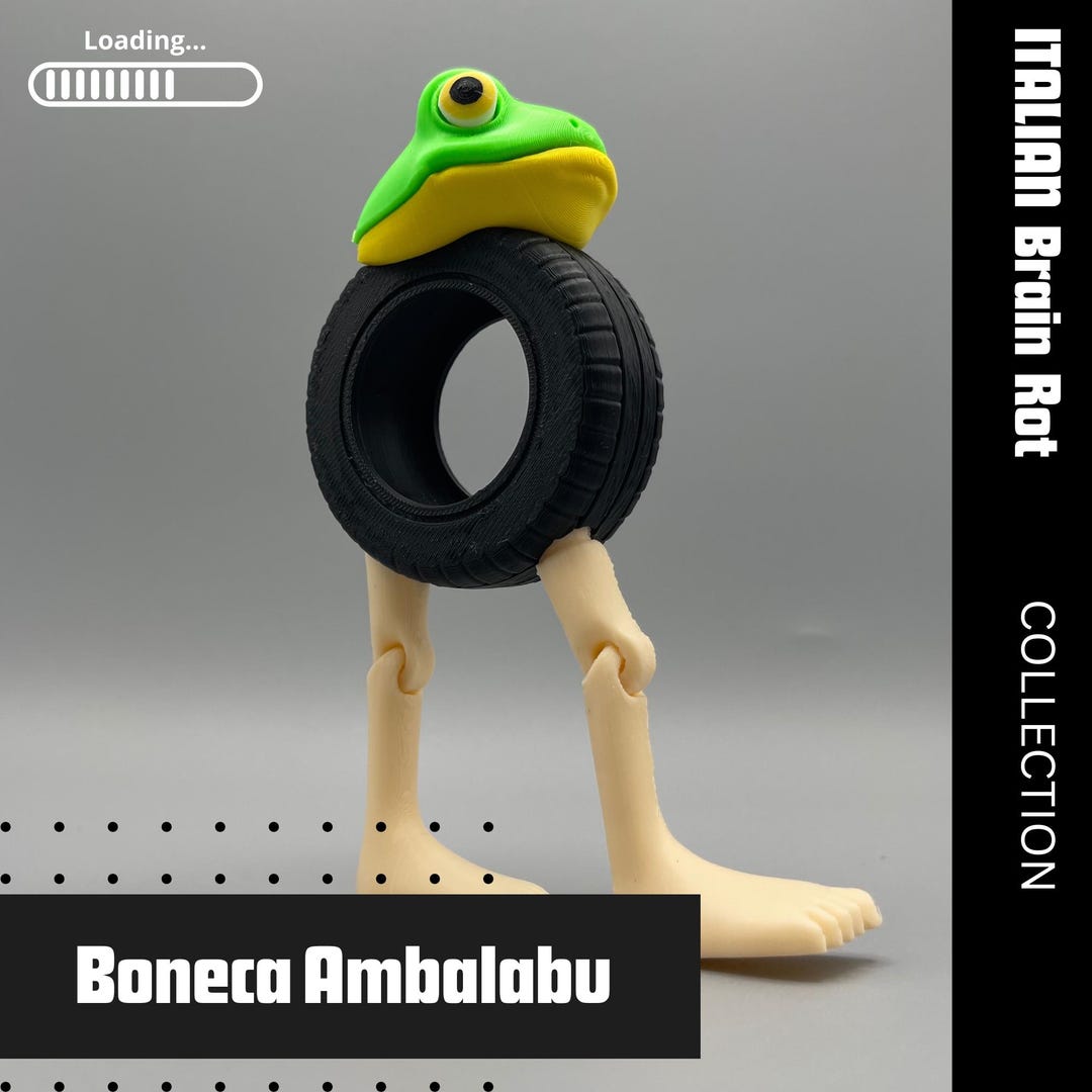 Boneca Ambalabu Figure – Italian Brainrot Collection – Frog Tire Hybrid ...