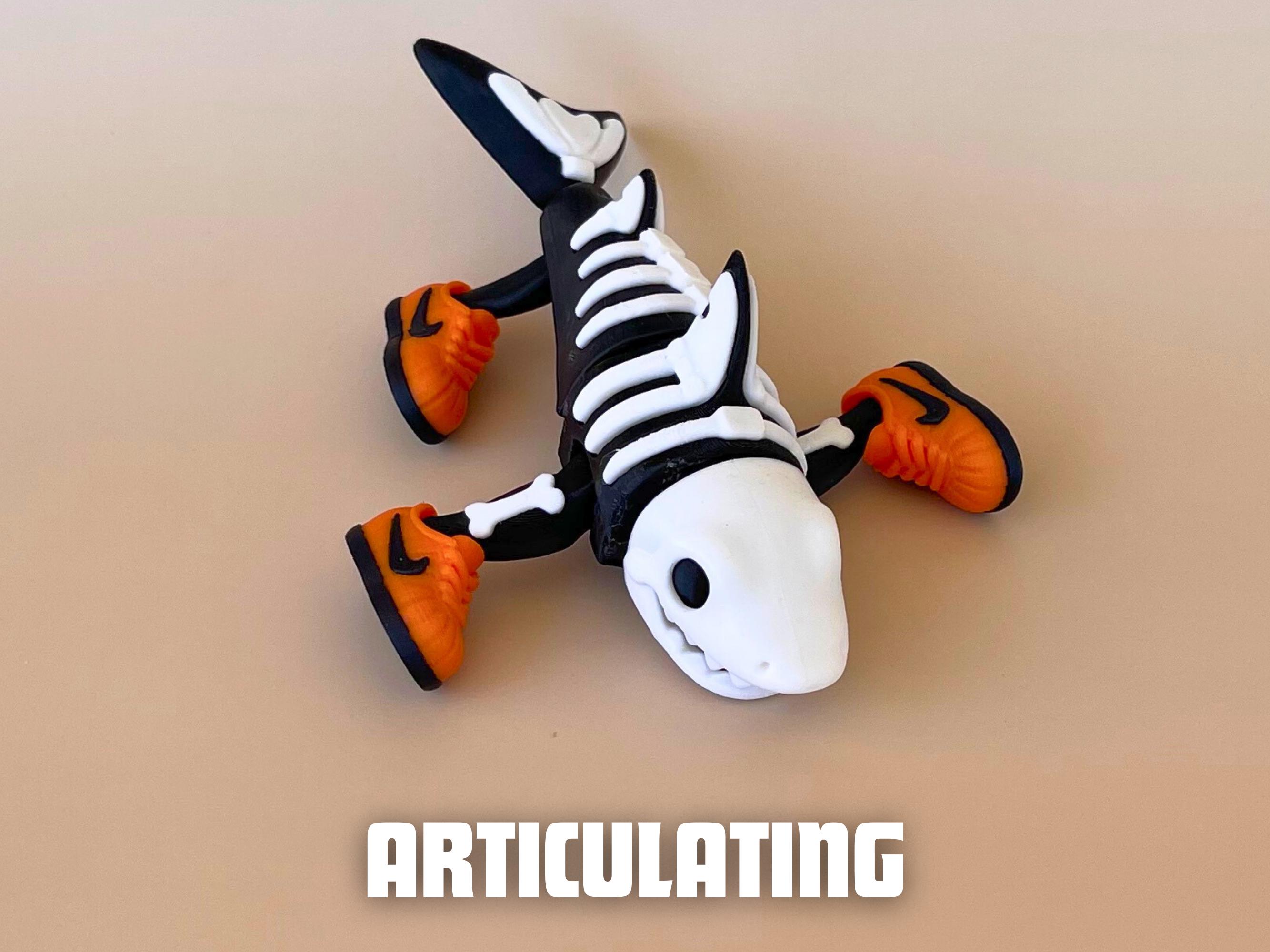 Skeleton Shark Figurine: Halloween Italian Brain Rot Collectible 3D ...