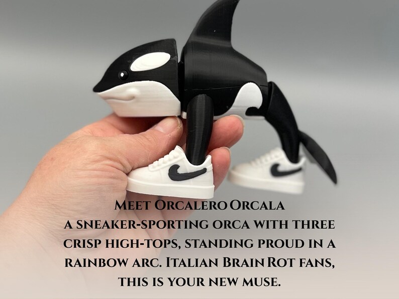 3D Printed Orca Figurine: Italian Brain Rot Meme Collectible - Etsy