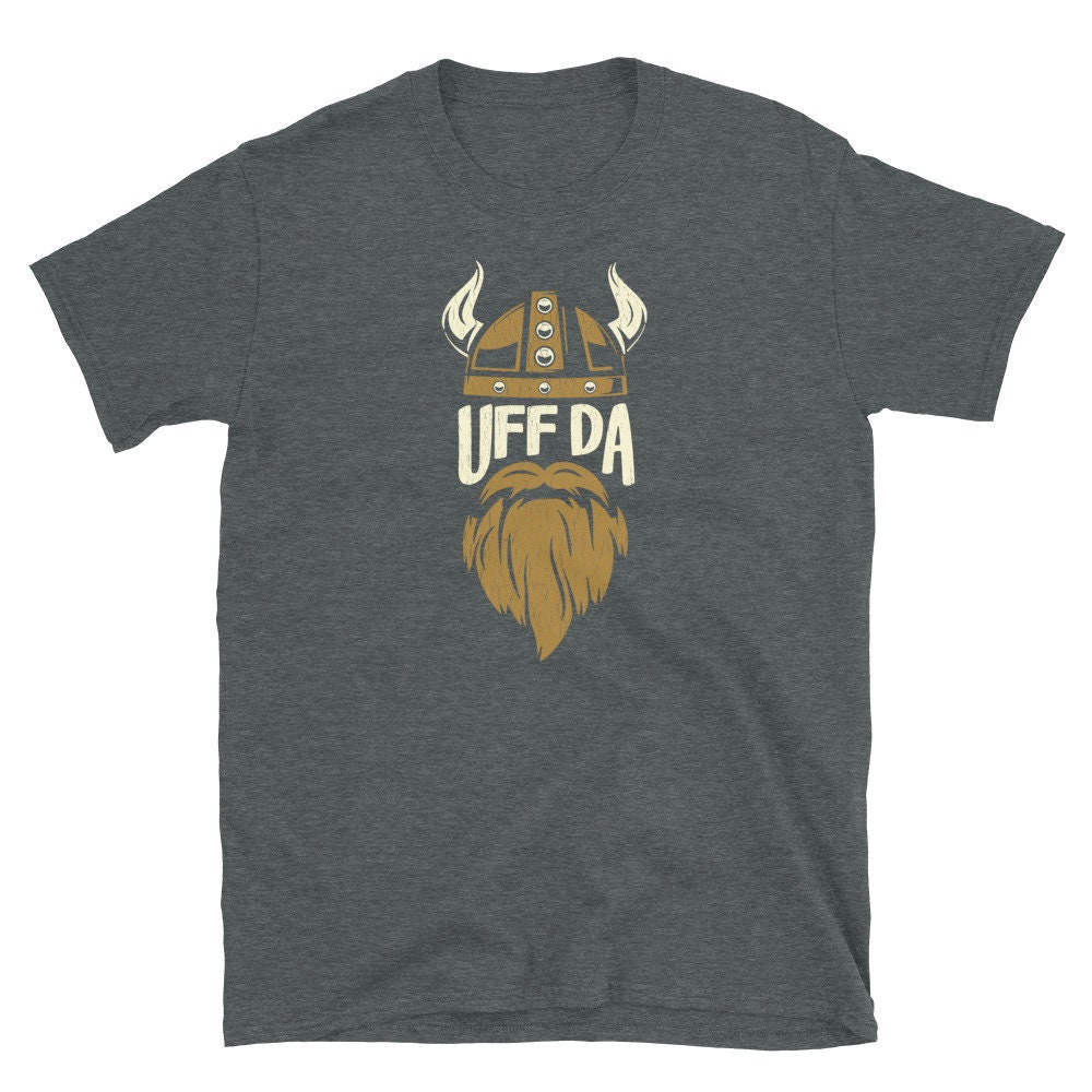 Uff Da Viking Helmet and Beard Distressed Style Funny Scandinavian ...