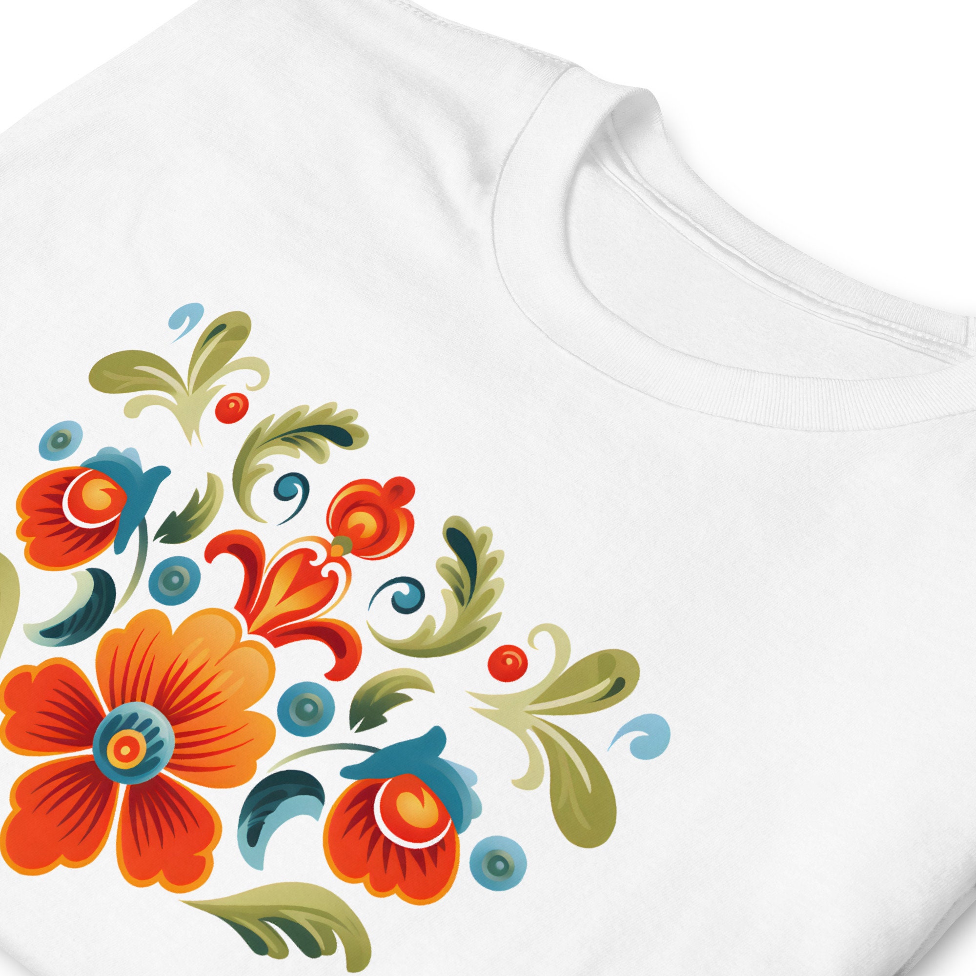 Norwegian Rosemaling Shirt Scandinavian Folk Art Nordic Floral Design ...