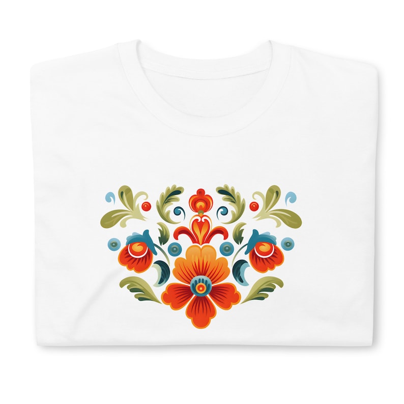 Norwegian Rosemaling Shirt Scandinavian Folk Art Nordic Floral Design ...