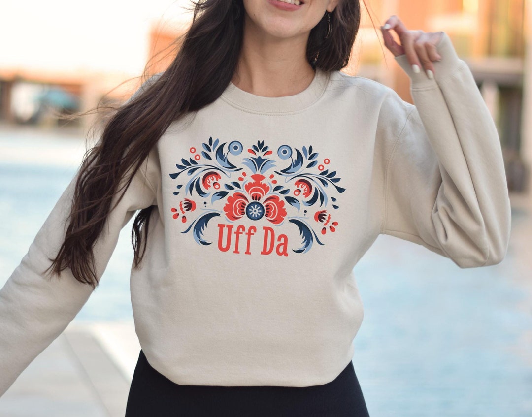 Uff Da Rosemaling Sweatshirt: Norwegian Folk Art Floral Design - Etsy