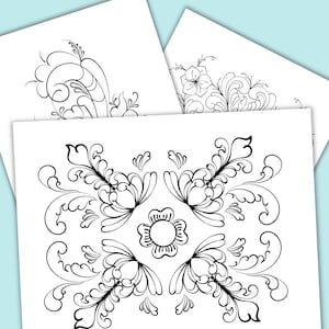 Rosemaling Printable Digital Download Coloring Book, Rosemaling Patterns, Norwegian Rosemaling ...
