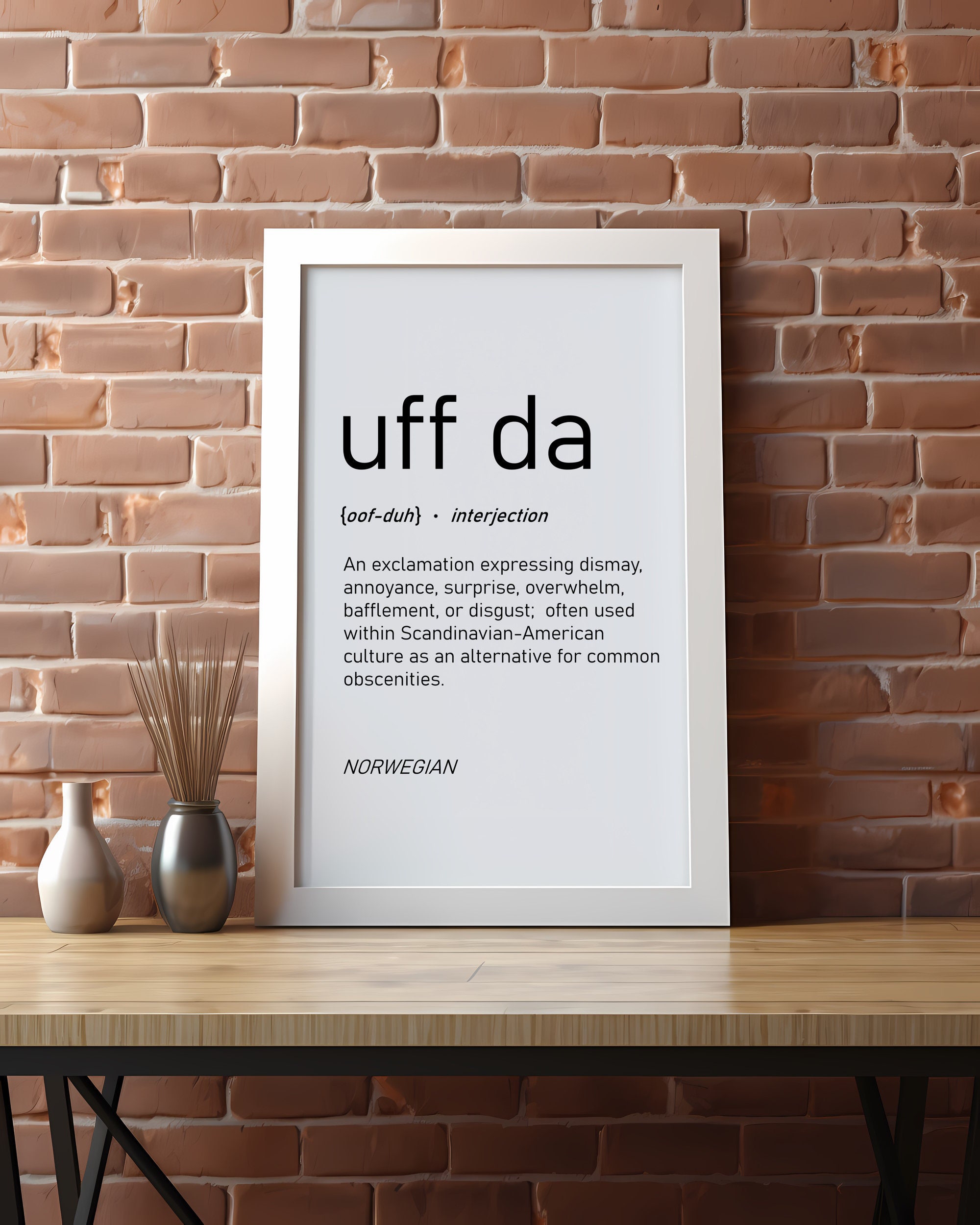 Uff Da Definition Print Norwegian Expression Scandinavian Funny ...
