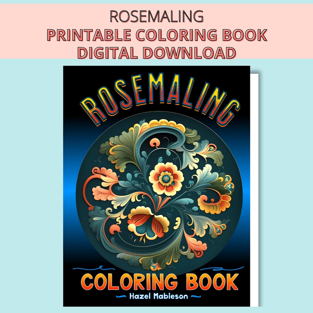 Libro para colorear imprimible y descargable digitalmente de Rosemaling, patrones de Rosemaling ...