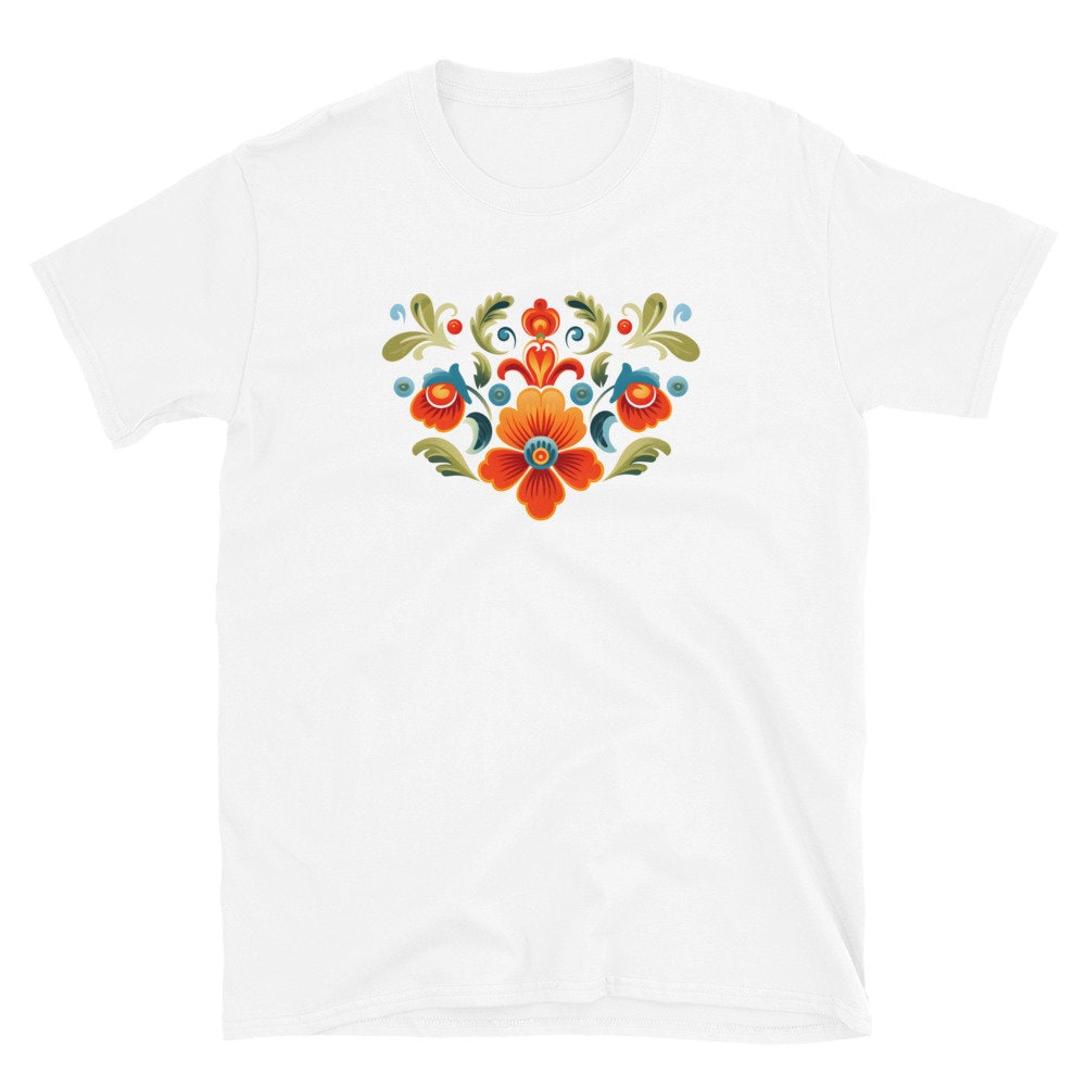 Norwegian Rosemaling Shirt Scandinavian Folk Art Nordic Floral Design ...