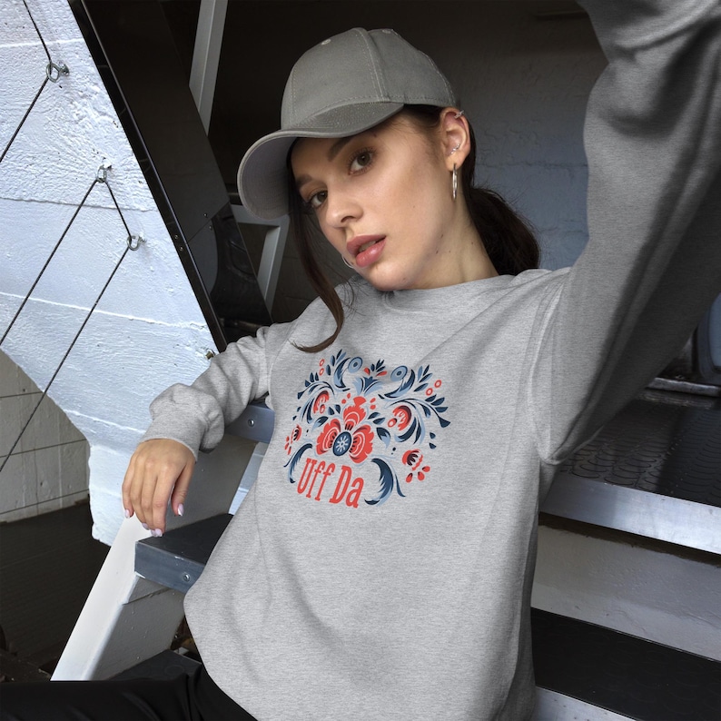 Uff Da Rosemaling Sweatshirt: Norwegian Folk Art Floral Design - Etsy