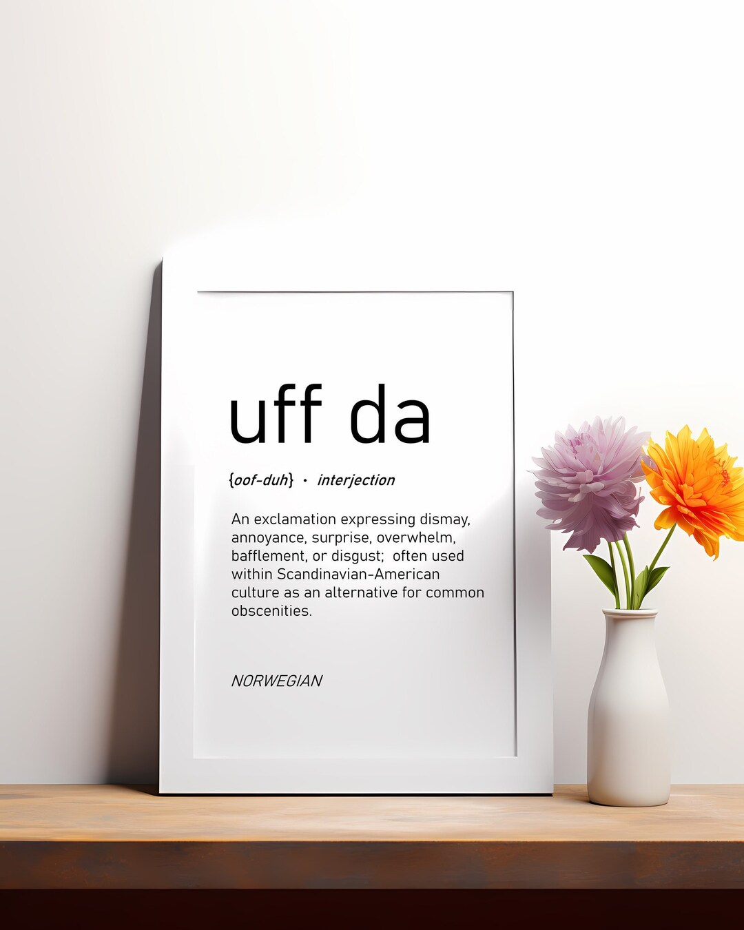 Uff Da Definition Print Norwegian Expression Scandinavian Funny ...
