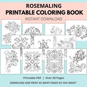 Rosemaling Printable Digital Download Coloring Book, Rosemaling ...