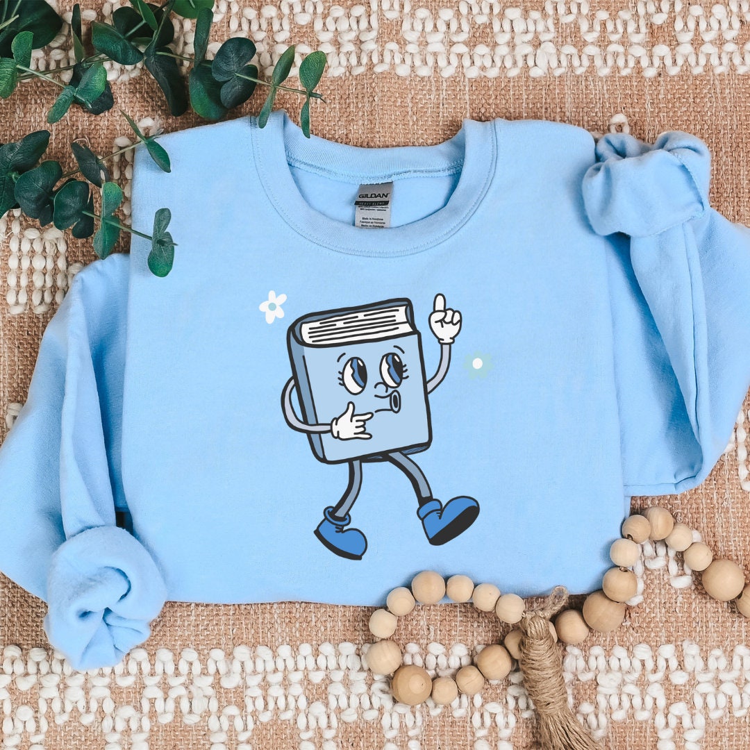 Monotone Blue Retro Book Character PNG Vintage for Sublimation DTF - Etsy