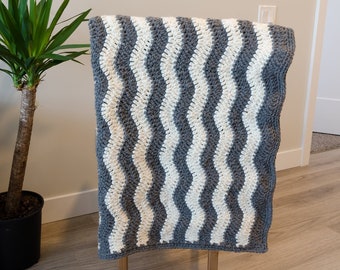 Grey crochet blanket | Etsy