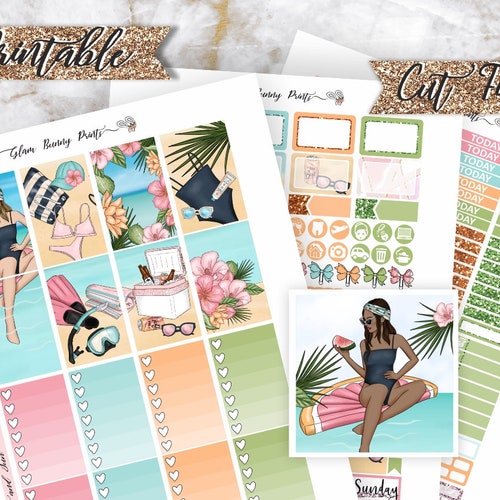 GIRL IN PARIS Printable Planner Stickers Mambi Watercolor | Etsy