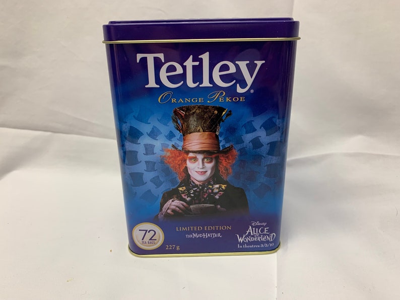 Tetley Tea Empty Tin Square Disney Alice Wonderland Limited | Etsy