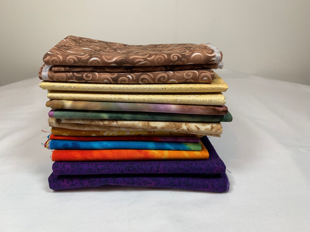 13 Craft Fat Quarters Panels, Psychedelic Colors, Purple, Yellow ...