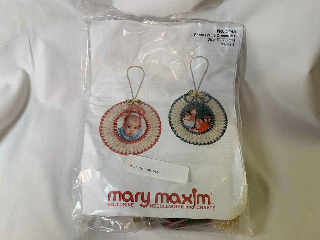 Vintage Mary Maxim Photo Frames Ornaments No. 2445, Needlework Kit ...