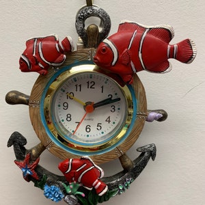 Vintage Saving Nemo, Clown Fish, Ship Wheel, Ocean Themed Wall Clock ...