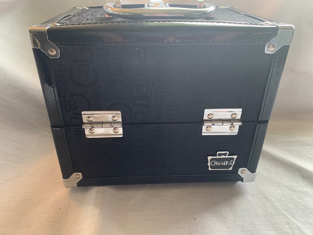 Caboodles Jewelry Box, Black, Vinyl, Cloth, Accordian Opening, 5 ...