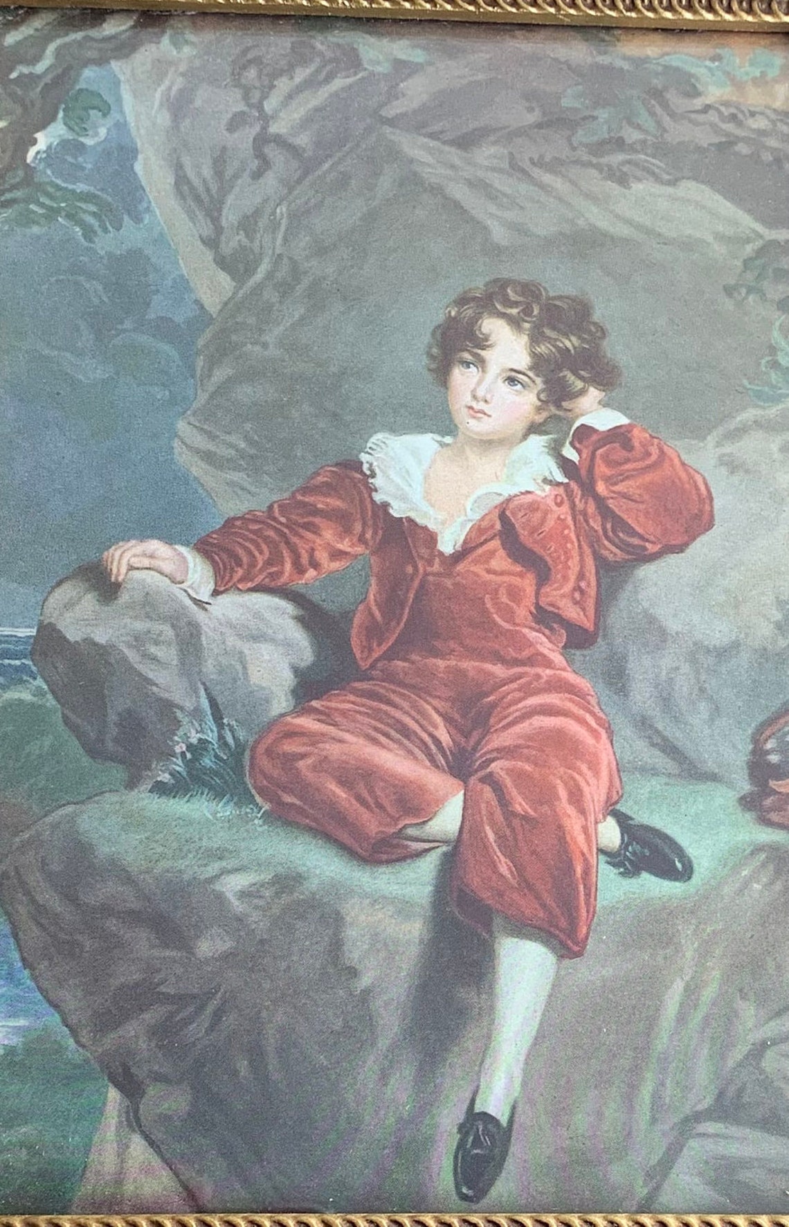 Vintage Red Boy Print Wall Hanging Sir Thomas Lawrence Home | Etsy