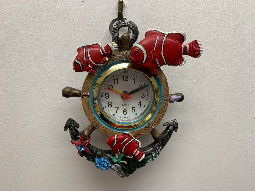 Vintage Saving Nemo, Clown Fish, Ship Wheel, Ocean Themed Wall Clock ...