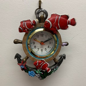 Vintage Saving Nemo, Clown Fish, Ship Wheel, Ocean Themed Wall Clock ...