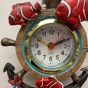 Vintage Saving Nemo, Clown Fish, Ship Wheel, Ocean Themed Wall Clock ...