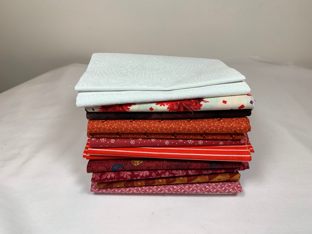 13 Craft Fat Quarters Panels, White, 3D Orange Cubes, Pink, Moon, Sun ...