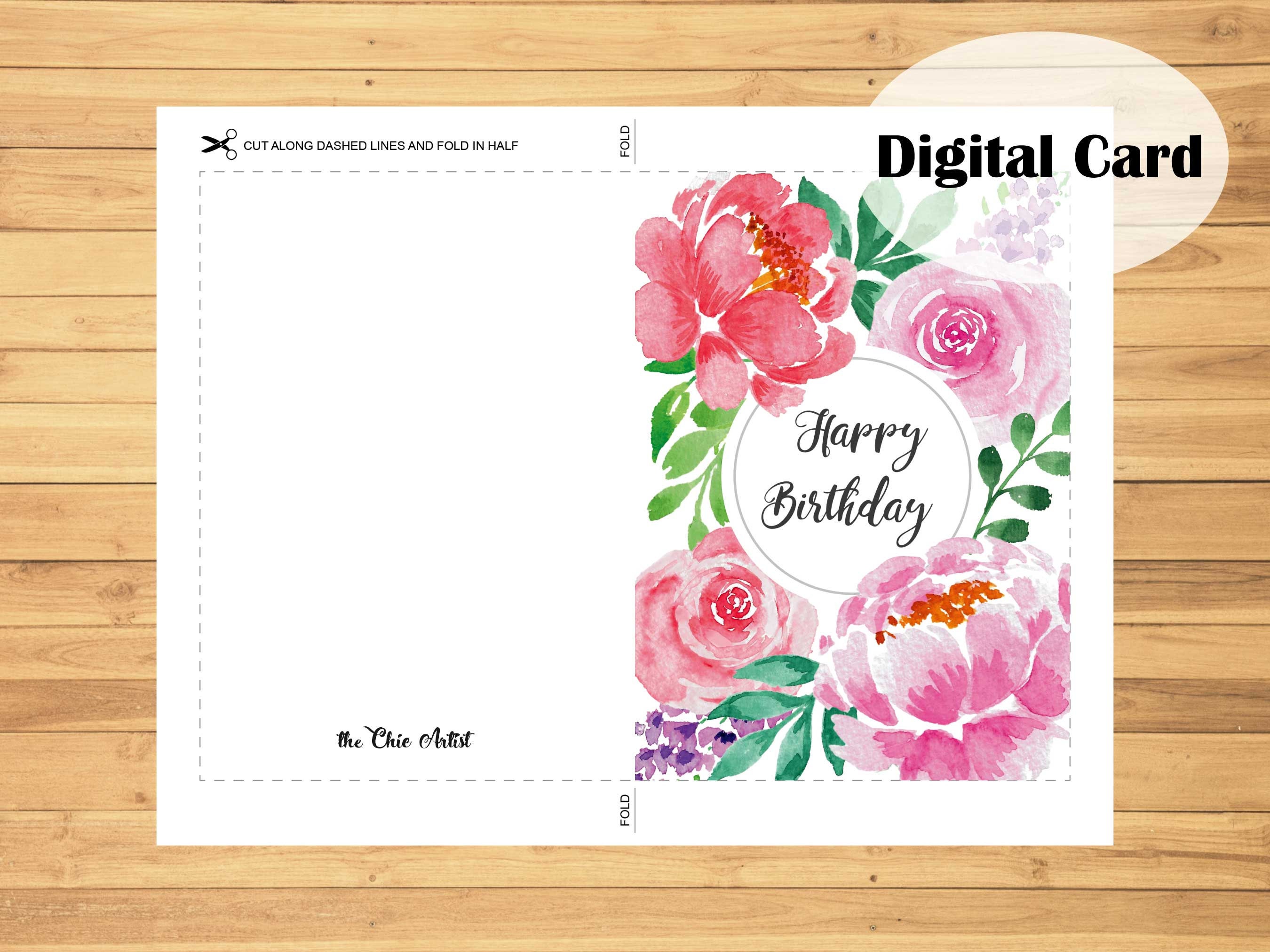 Happy Birthday Digital Printable Card Printable Card Digital Download ...