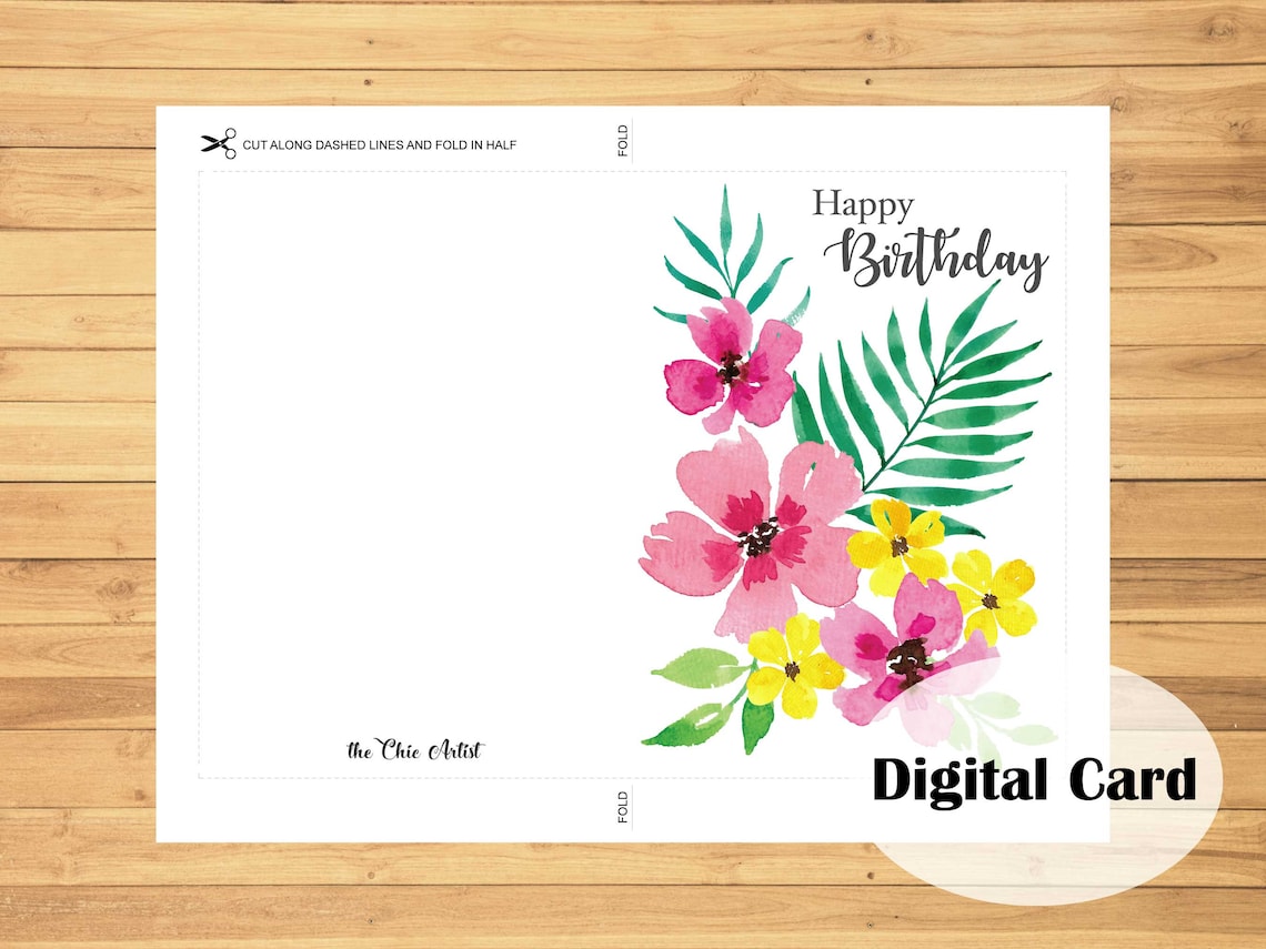 Happy Birthday Digital Printable Card Printable Card Digital Download ...
