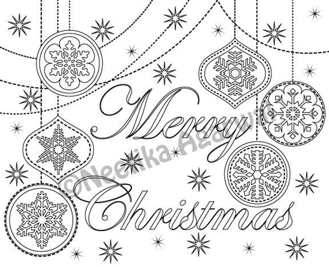 Merry Christmas - Adult Coloring Page - Christmas Coloring Page ...