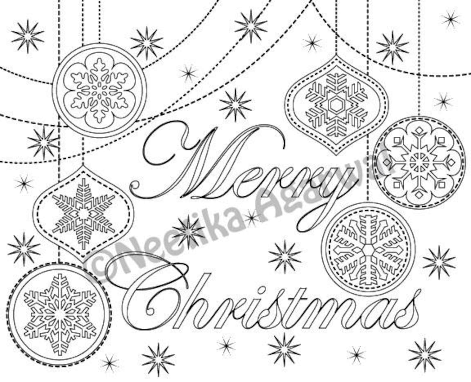 Merry Christmas - Adult Coloring Page - Christmas Coloring Page ...