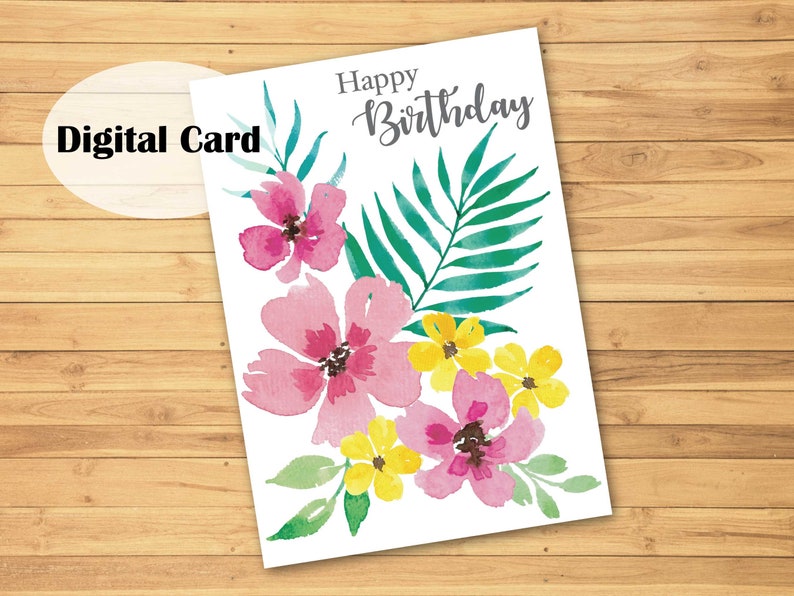 Happy Birthday Digital Printable Card Printable Card Digital Download ...