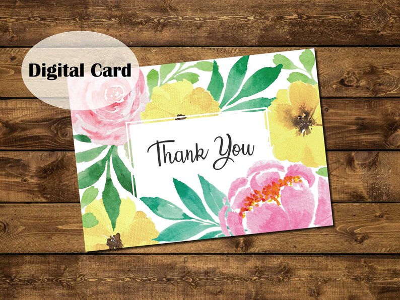 Thank You Digital Printable Card Printable Card Digital Download Card Digital Thank You Card ...