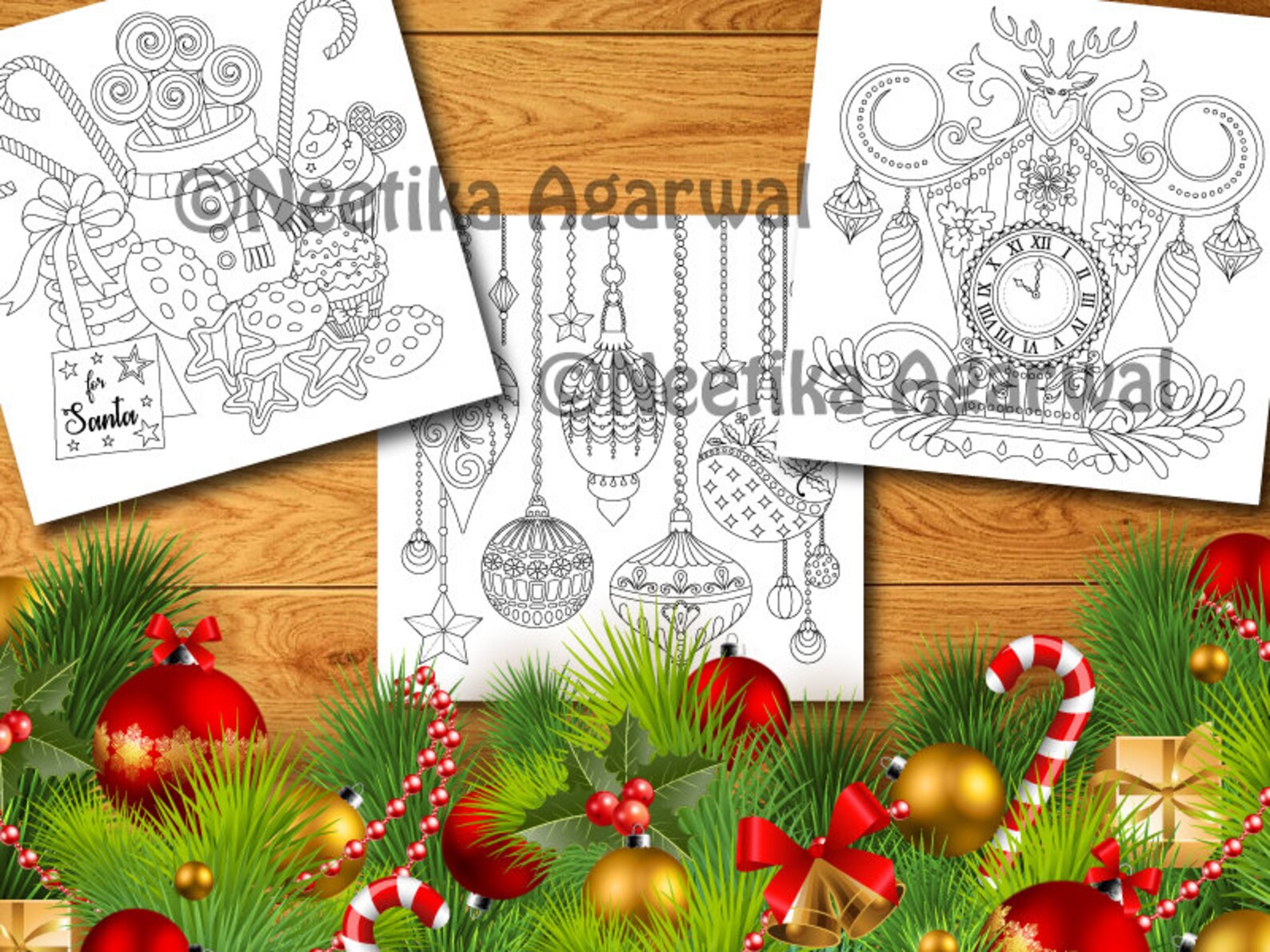 Christmas Coloring - Adult Coloring Book - Printable Coloring Book ...