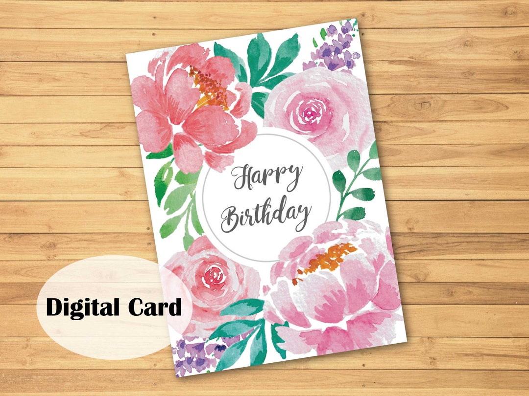 Happy Birthday Digital Printable Card Printable Card Digital Download ...