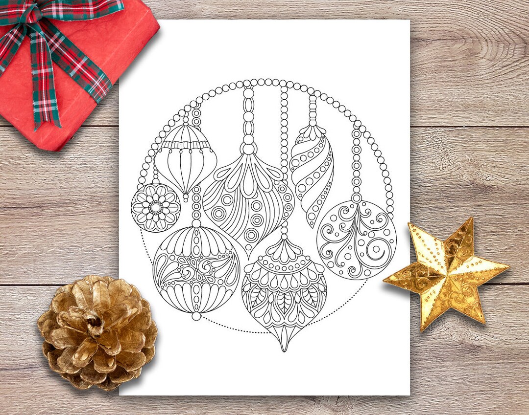 Christmas Hanging Ornaments - Adult Coloring Page - Christmas Coloring ...