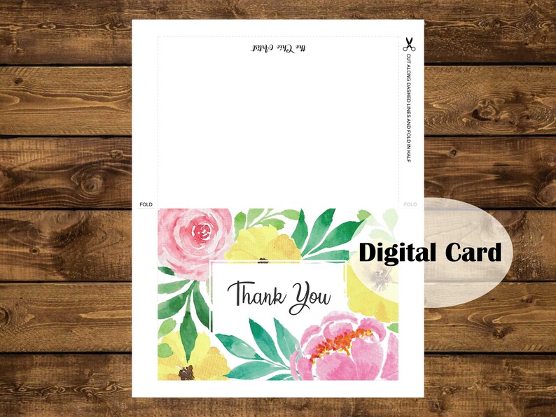 Thank You Digital Printable Card Printable Card Digital Download Card Digital Thank You Card ...