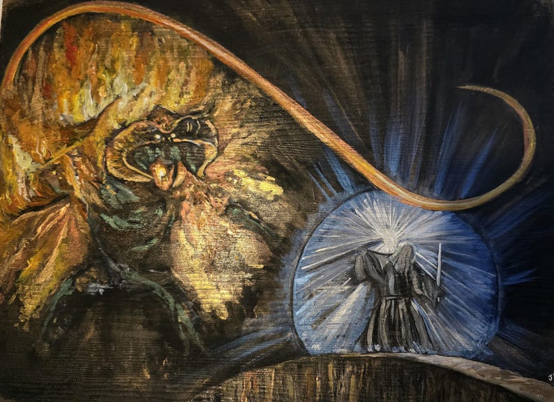 Lord of the Rings, Gandalf & the Balrog, Hand Painted Wall Art - Etsy UK