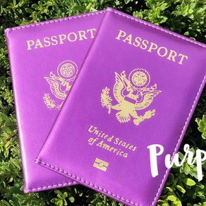 Blue and Purple Passport Covers, Passport & Vaccination Card Holder USA ...
