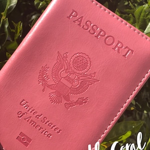 Pink Passport Cover, Passport & Vaccination Card Holder USA W ...