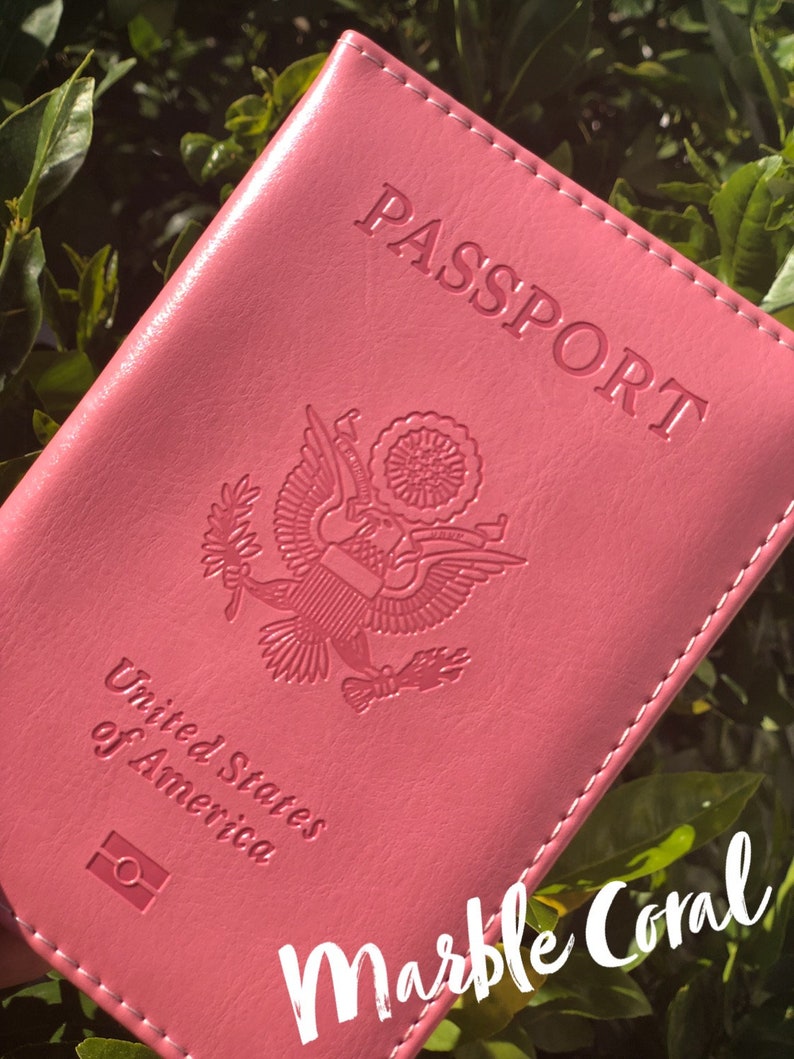 Pink Passport Cover Passport & Vaccination Card Holder USA - Etsy