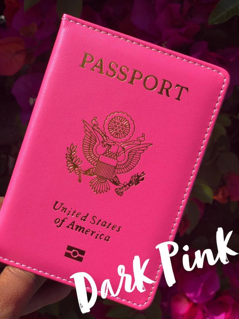 Pink Passport Cover Passport & Vaccination Card Holder USA - Etsy