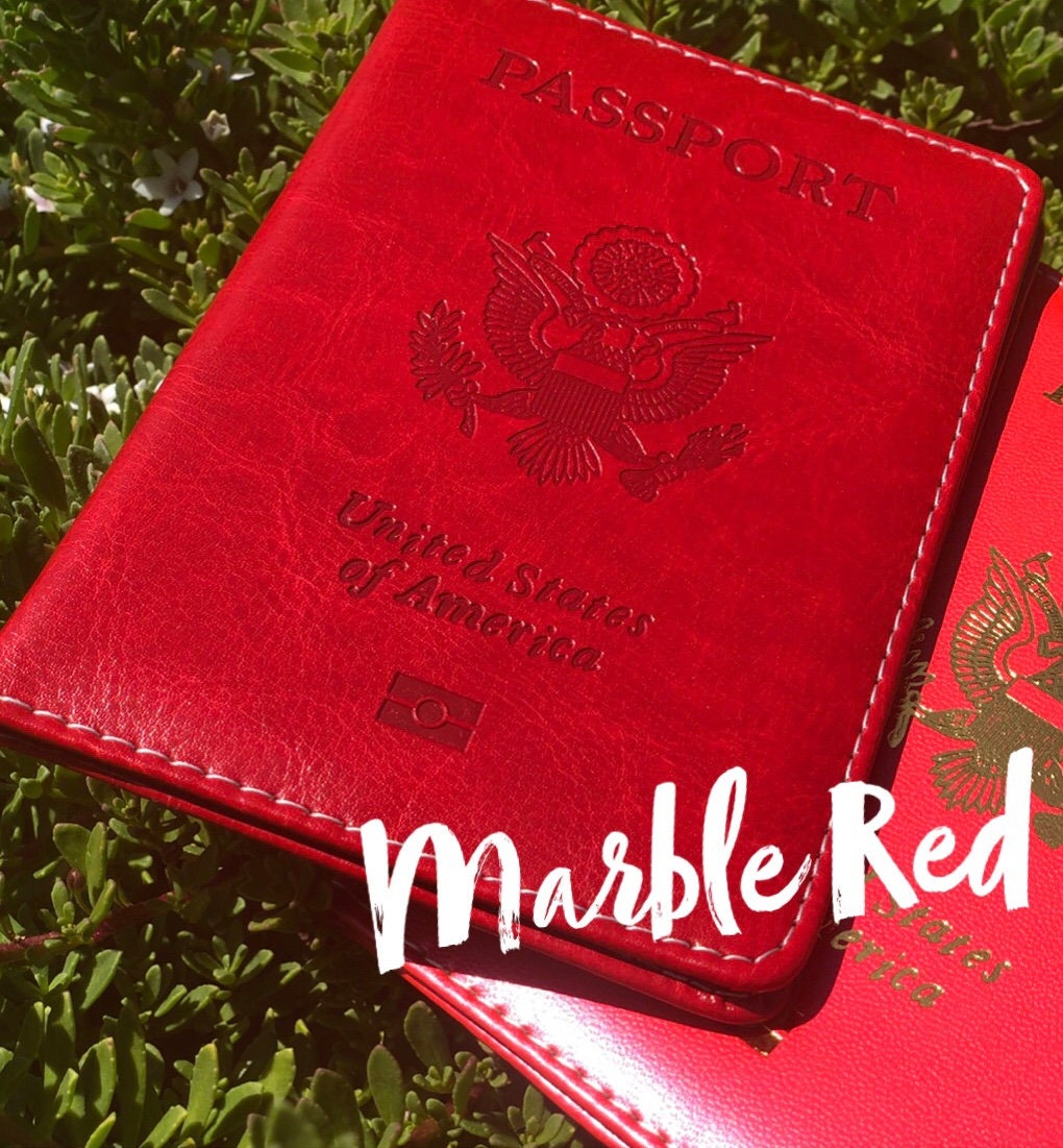 Red Passport Cover Passport & Vaccination Card Holder USA - Etsy