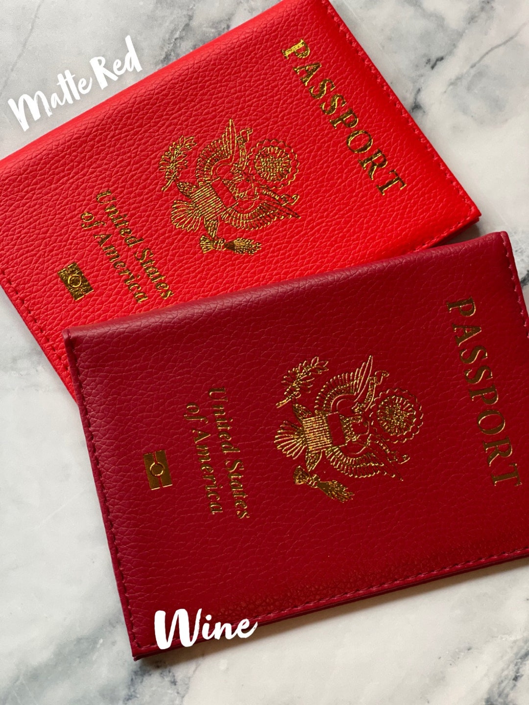 Red Passport Cover, Passport & Vaccination Card Holder USA W ...